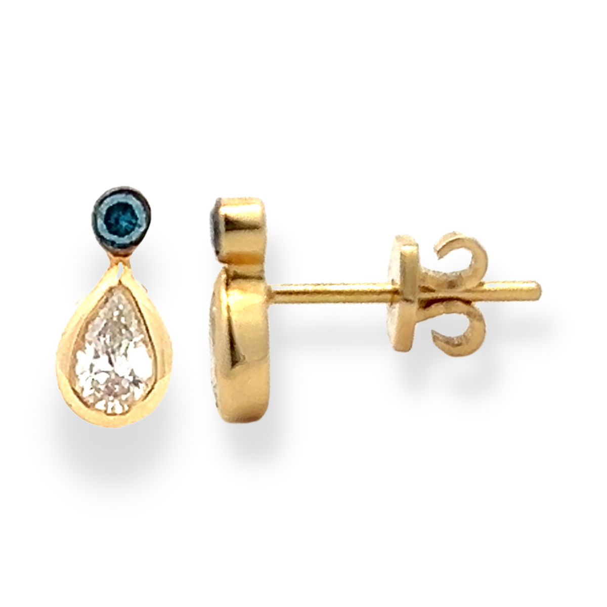 18Kt Blue & Pear Shape Diamond Piercing (Single)– VaskiaJewelry